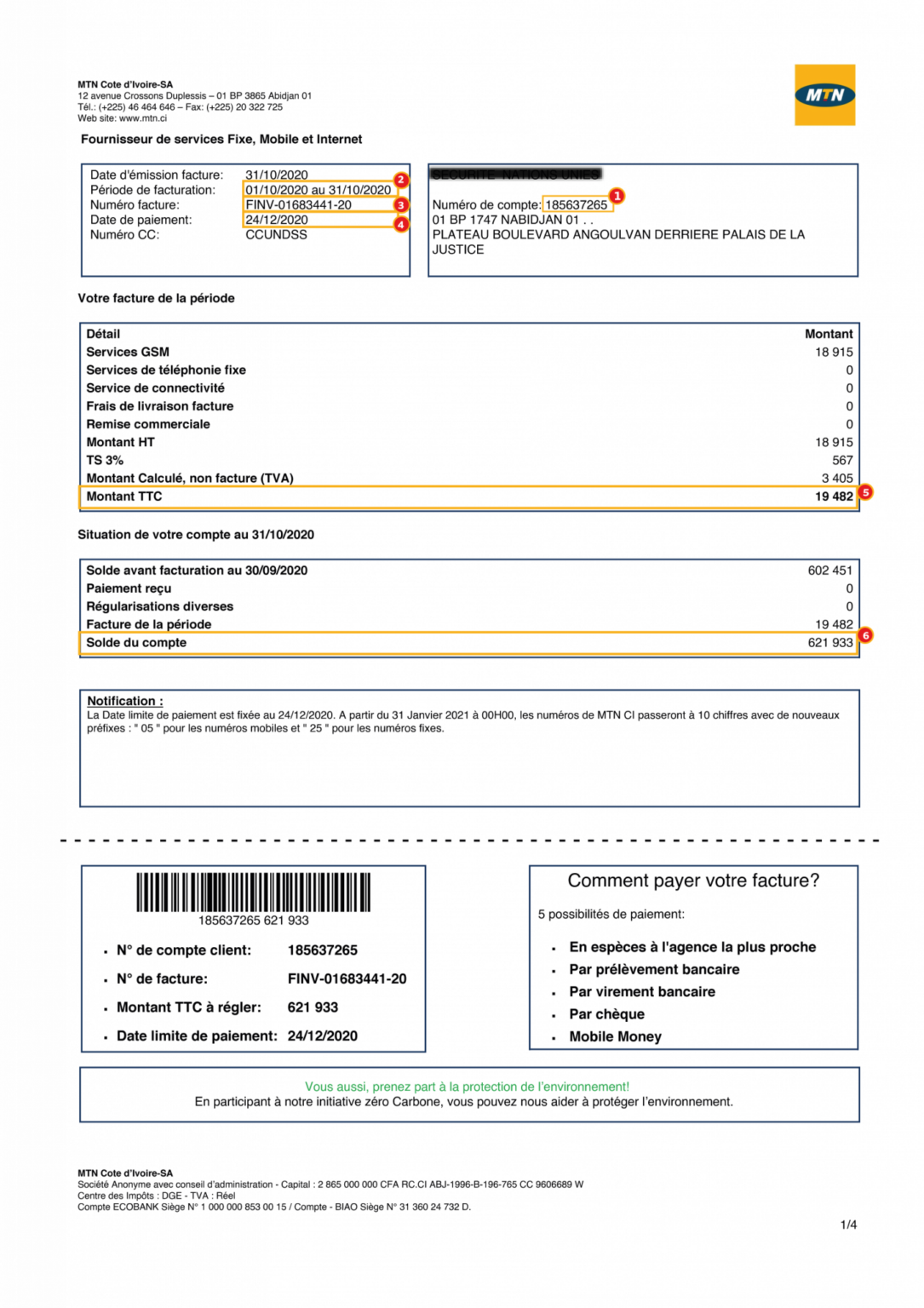 Lire ma facture - MTN CI