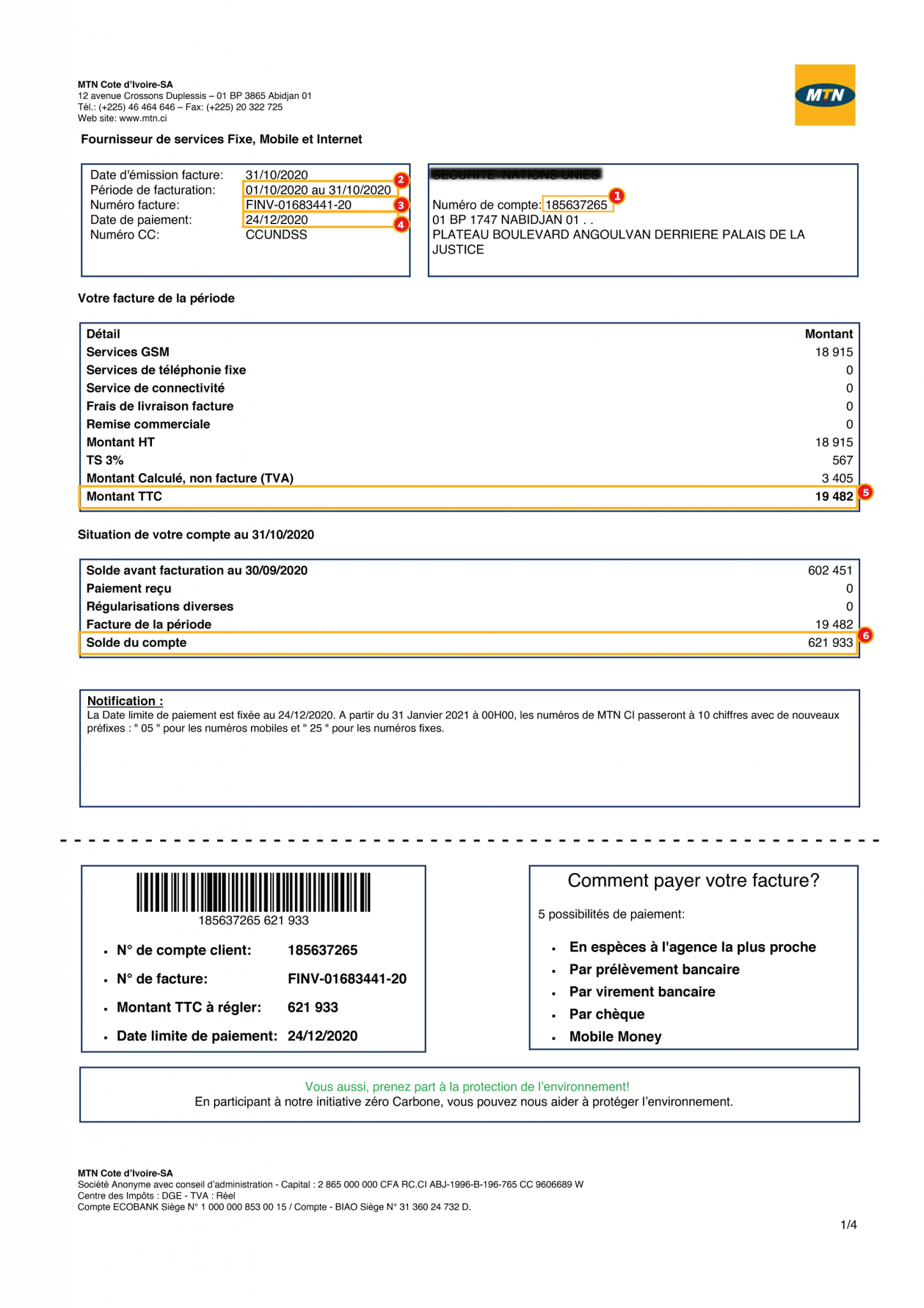 Lire ma facture - MTN CI